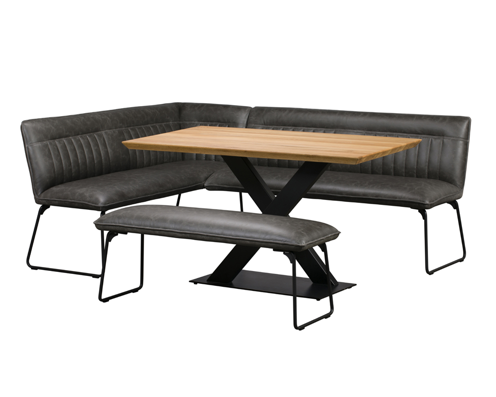 Shoreditch X Leg Dining Table With Cooper Corner Bench & Low Bench Seating